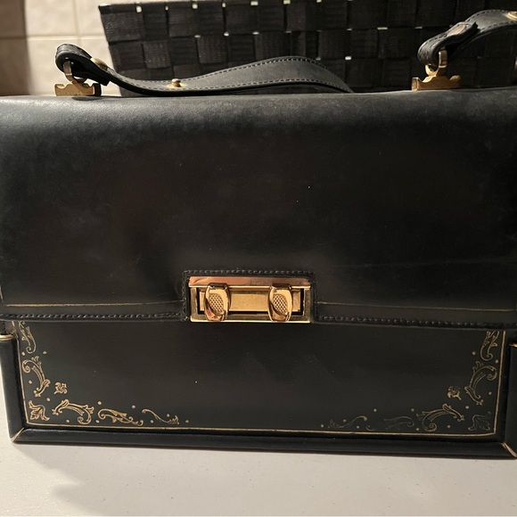italy | Bags | Elegant Black Leather Handbagflorence Circa 98s Italy ...
